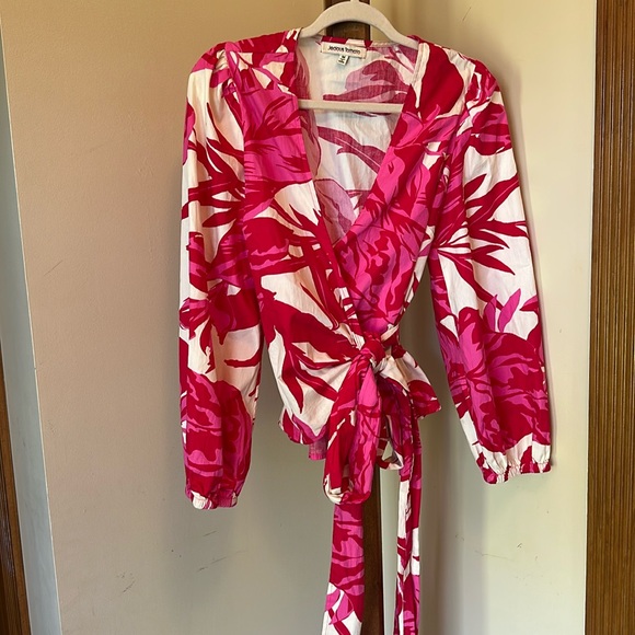 Tops | Jealous Tomato Red Pink Wrap Top Medium | Poshmark